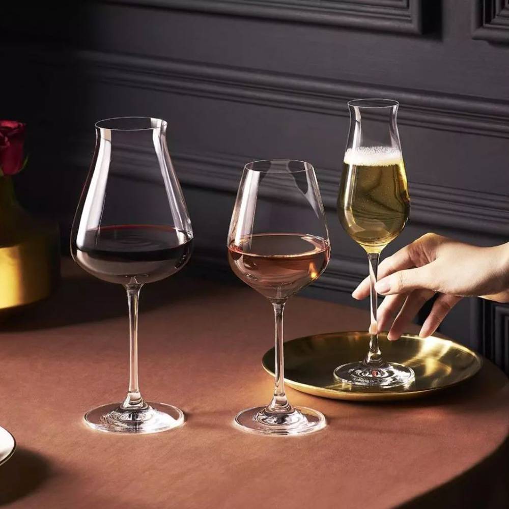 (Set Of 6) Lucaris Desire High Quality Sparkling Lead Free Crystal Clear Sparkling White Wine ...