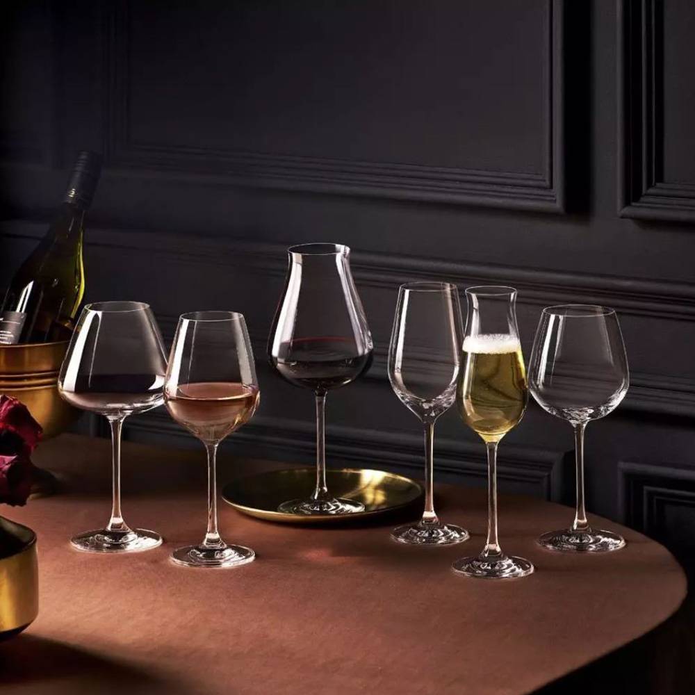 (Set Of 6) Lucaris Desire High Quality Rich Lead Free Crystal Clear Red White Wine Stem Glass, 485ml