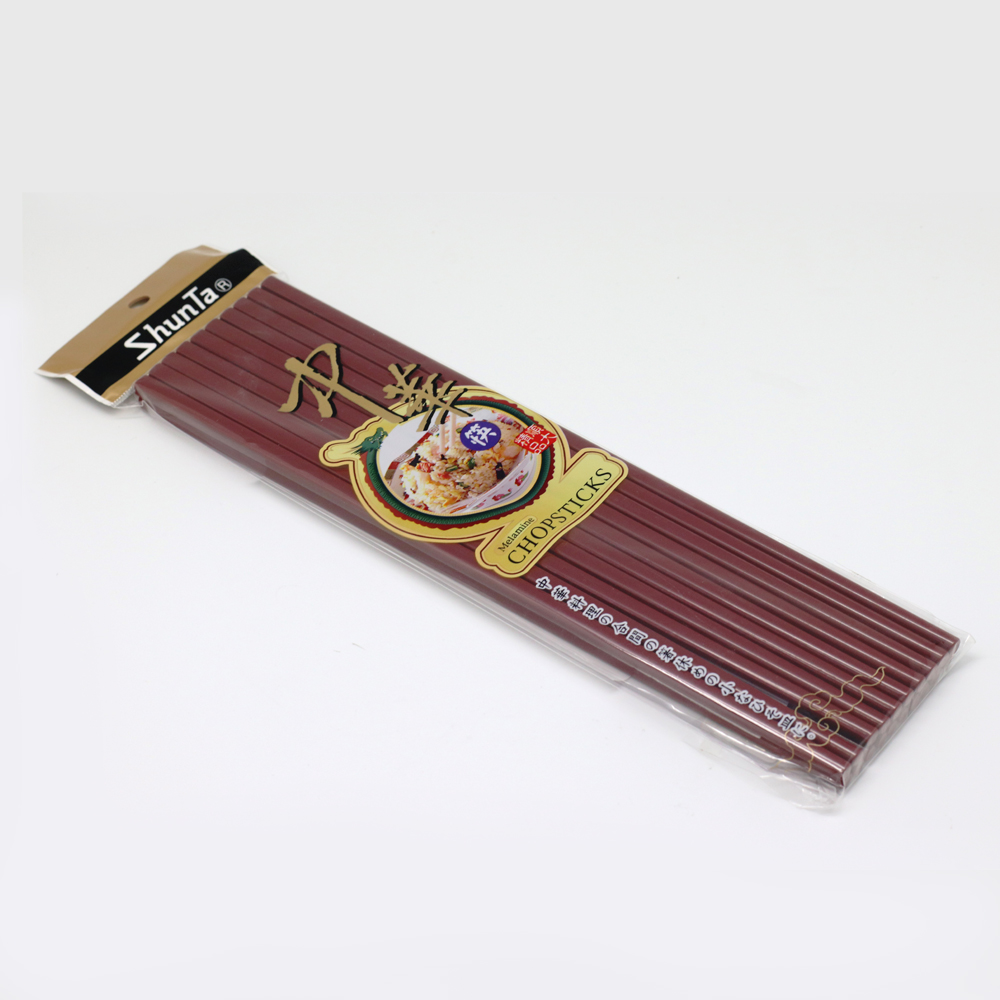 (Set of 10 Pairs) Durable 100% Non-Toxic Dark Red Melamine Chopsticks ...
